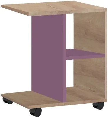 Boční stolek Kinder - dub šedý/fialová