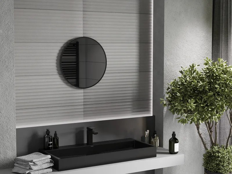 Mexen Loft, kulaté koupelnové zrcadlo 55 cm, barva rámu černá matná, 9850-055-055-000-70