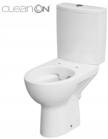 Cersanit Parva CleanOn, kombi wc se splachováním 3/5l, horizontální odtok, přívod vody z boku a antibakteriálním sedátkem z duroplastu, bílá, K27-063