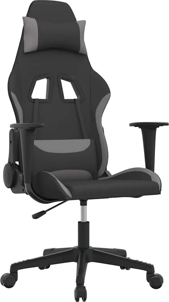 Herní židle černá a světle šedá textil 3143734