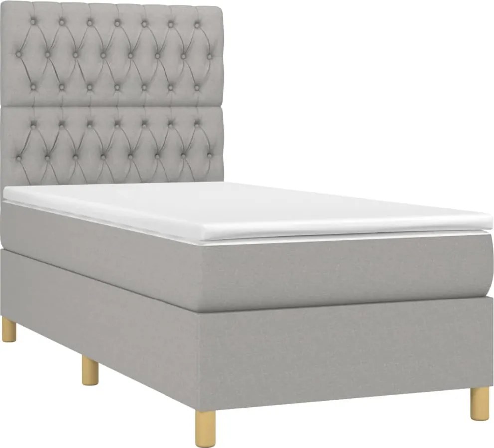Box spring postel s matrací světle šedá 90x190 cm textil 3142537