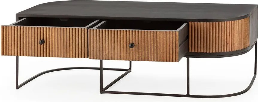 Konferenční stolek z mangového dřeva v přírodní barvě 60x120 cm Curve – MOME