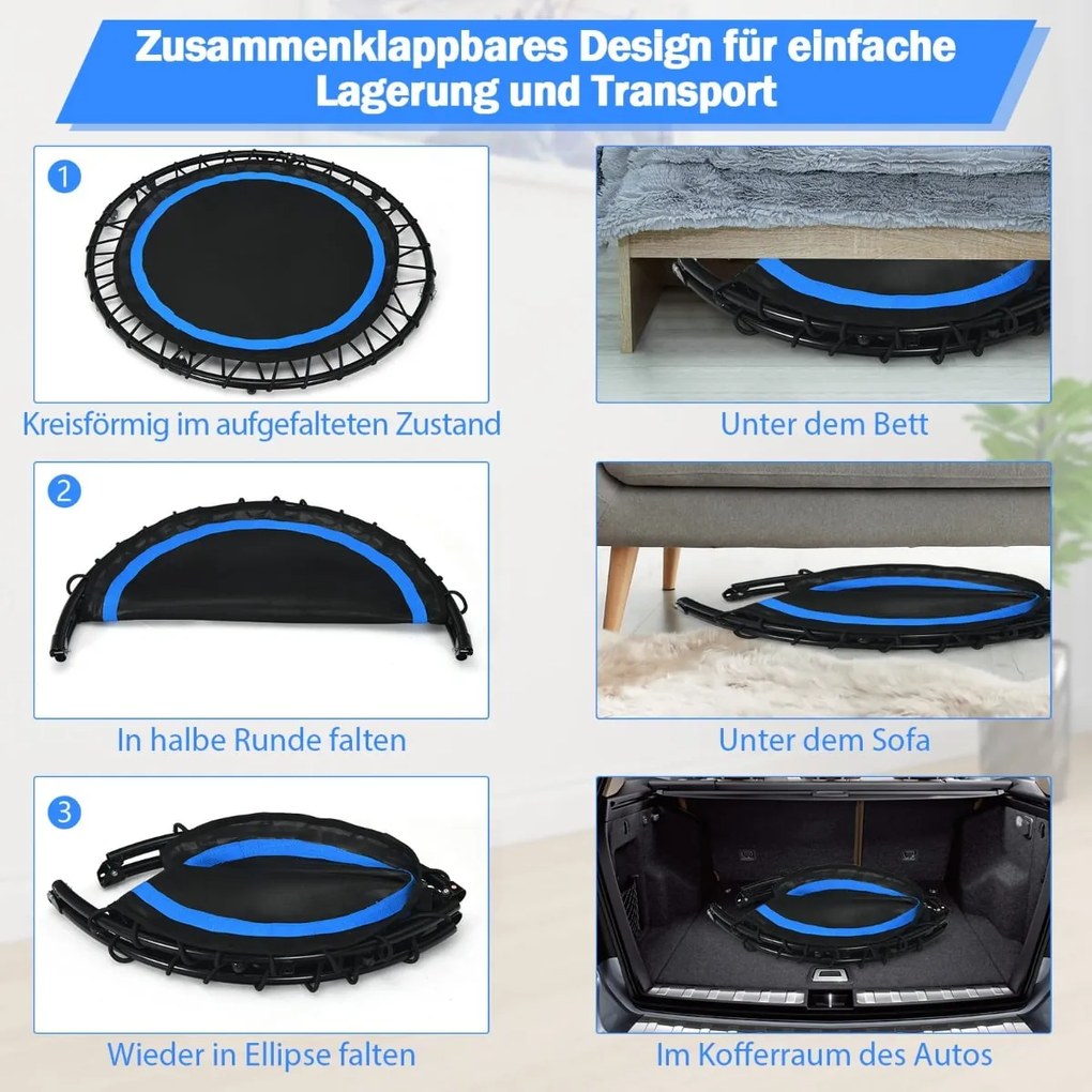 Costway Ø101 cm trampolína s odporovými pásy 2 mini trampolína s výškově