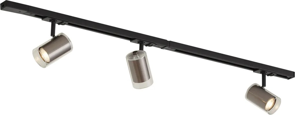 Moderní kolejnicový systém černý se 3 bodovými světly Gunmetal 1-fázový - Iconic Lloyd