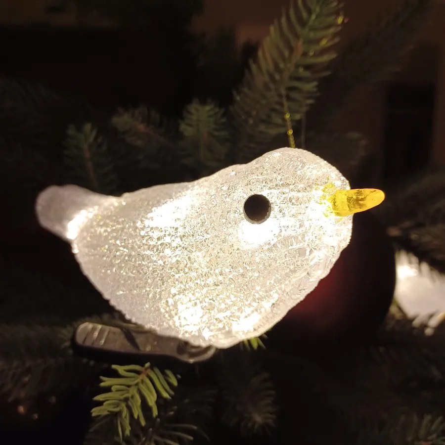 LED svítící ptáčci, akryl, 5 ks, teple bílá