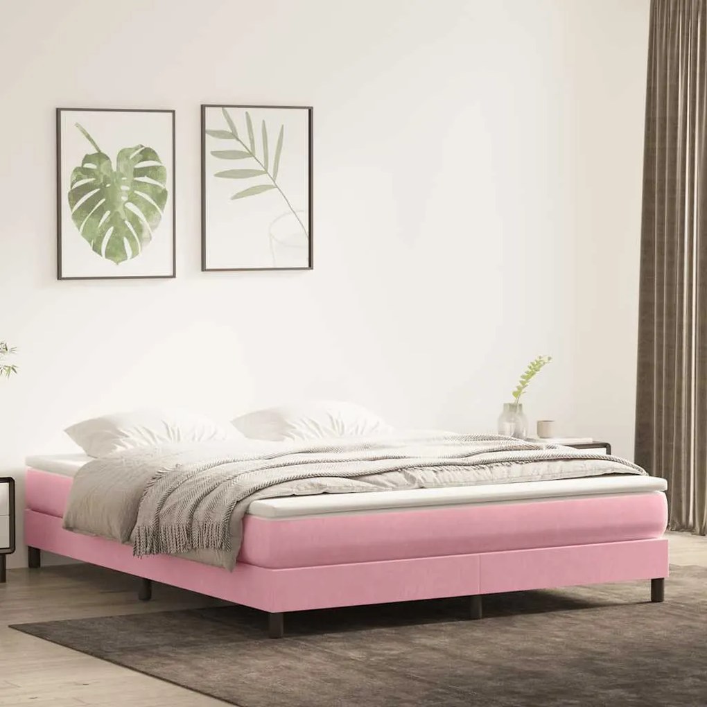 Postel Box Spring bez matrace růžová 180x210 cm samet 3315842