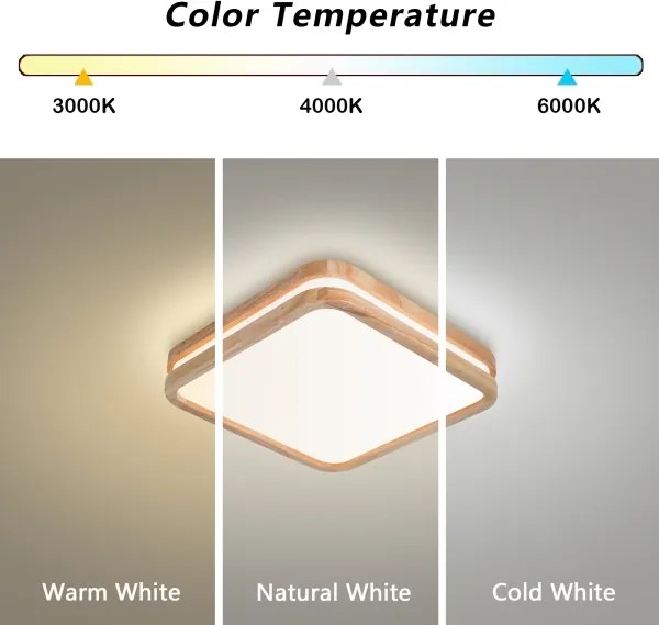 Brilagi -LED Stropní sv. MOLINA SQUARE LED/32W/230V 3000/4000/6000K dub 30x30 cm