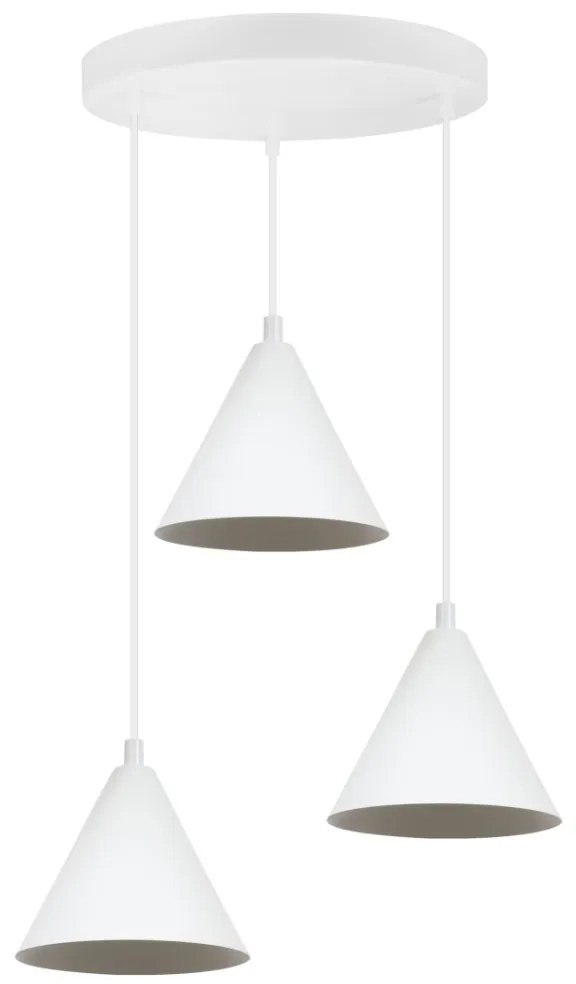 Závěsné svítidlo Soho, 3x bílé kovové stínítko, (fi 14cm),