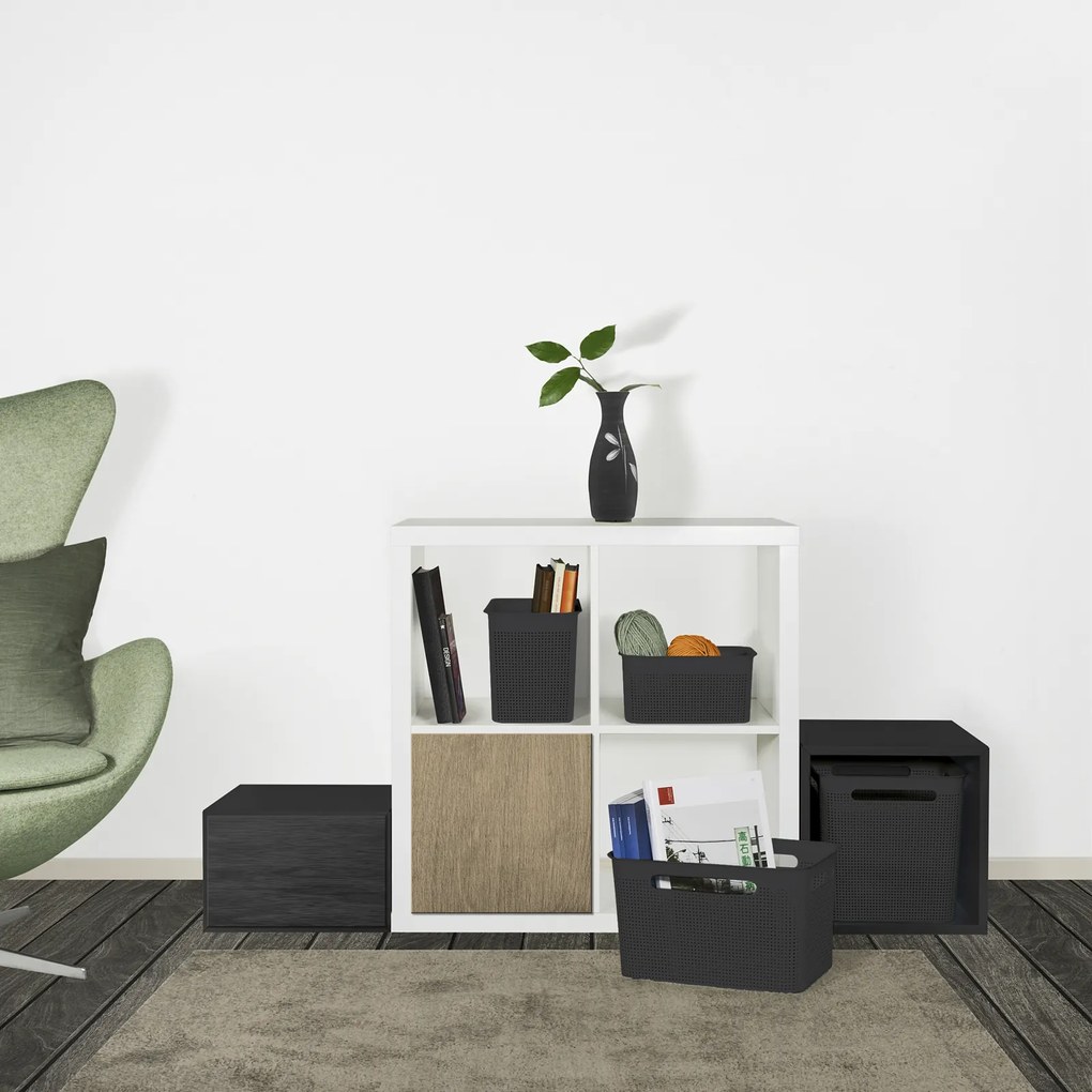 Rotho Úložný box s madly BRISEN 18l, 29x29x29cm, černý