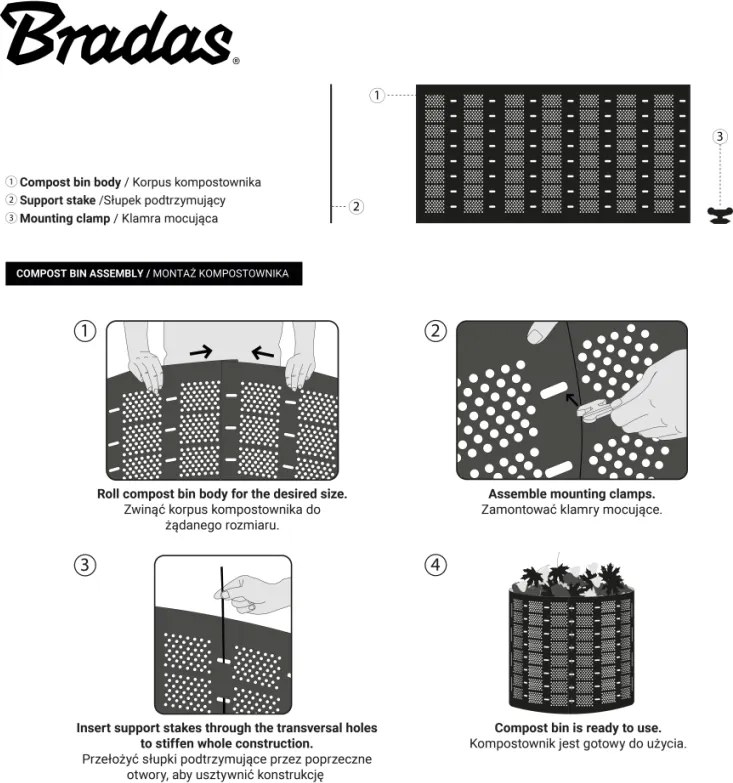 BRADAS Zahradní kompostér 800 L - Ø 105 cm