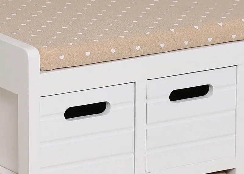 Lavice/botník Mariana, bílá, 73 cm