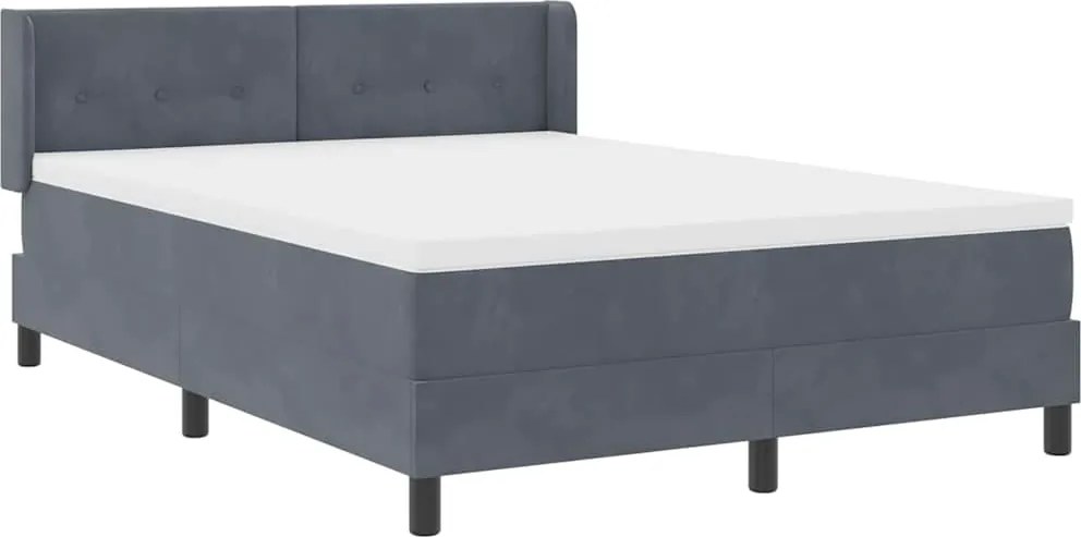 Postel s boxspringem s čelo Tmavě šedá 200 x 140 cm samet 3341469