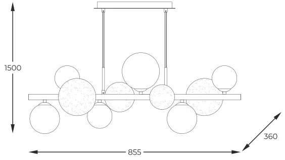 Zuma Line MD5918-10-EGN - Lustr na lanku VILLA 10xG9/3,5W/230V zlatá