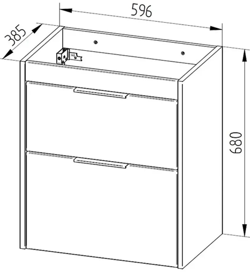 Mereo Vigo koupelnová skříňka s umyvadlem 61 x 71,8 x 39,5 cm MDF/lamino dub Riviera hnědá CN321 Koupelny Bernold