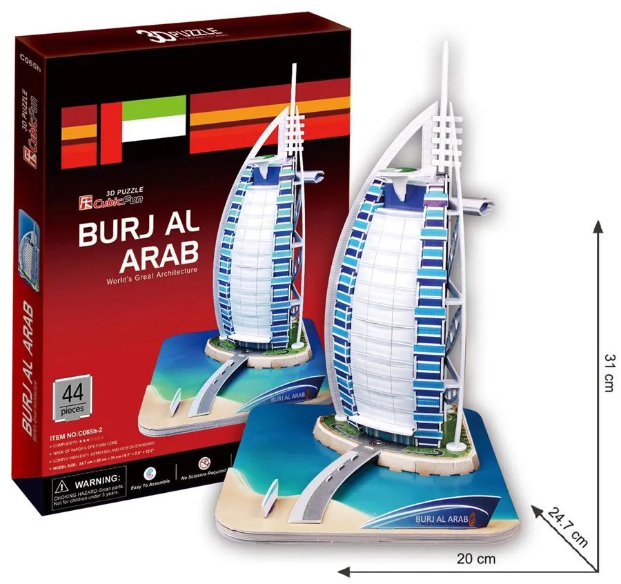 CubicFun - Puzzle 3D Burj Al Arab - 44 dílků