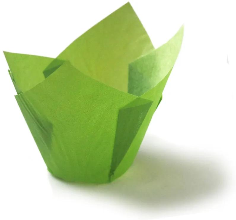 Papírové košíčky na muffiny tulipán zelený papírový 12 ks -