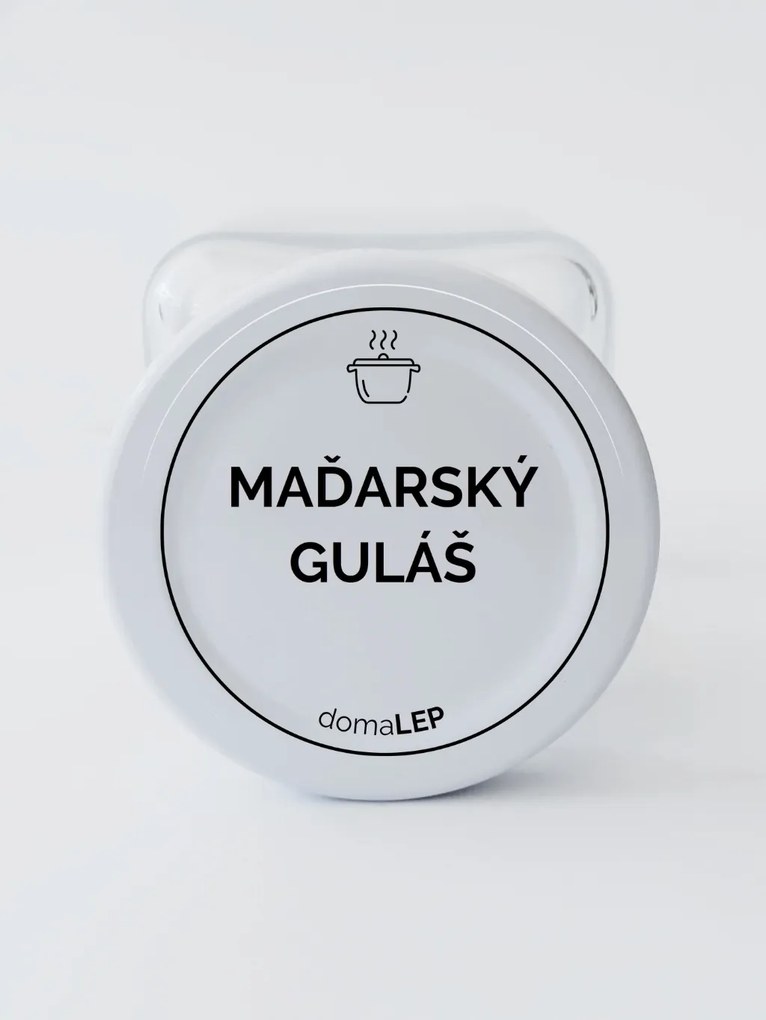 Samolepka na kořenky MAĎARSKÝ GULÁŠ průhledná 5 cm tučné písmo