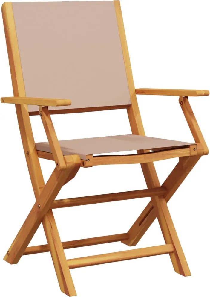 5dílný zahradní jídelní set taupe textil a masivní dřevo 3281834
