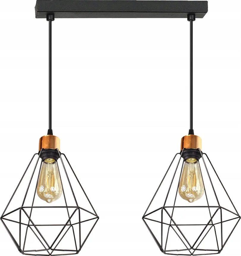 Závěsná Stropní Lustrová Lampa Diamond Černá Led