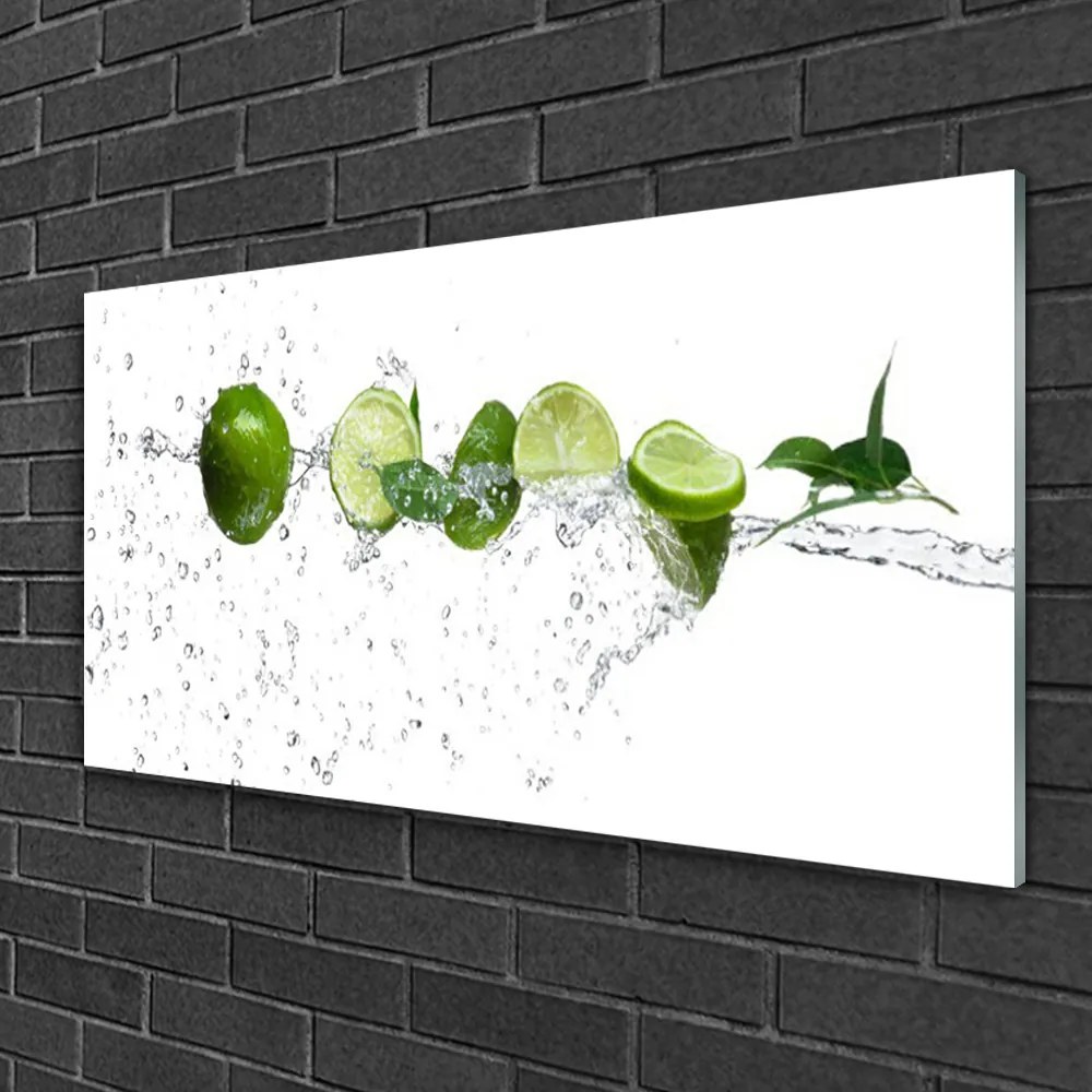 Obraz na skle Limetka Voda Kuchyně 100x50 cm