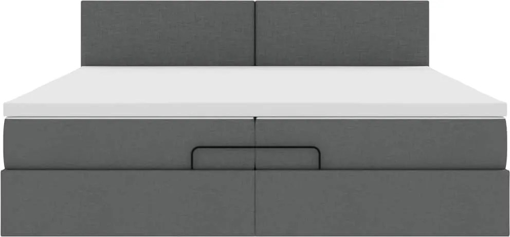 Osmanský rám postele s matrací tmavě šedá 200x200 cm textil 3311402