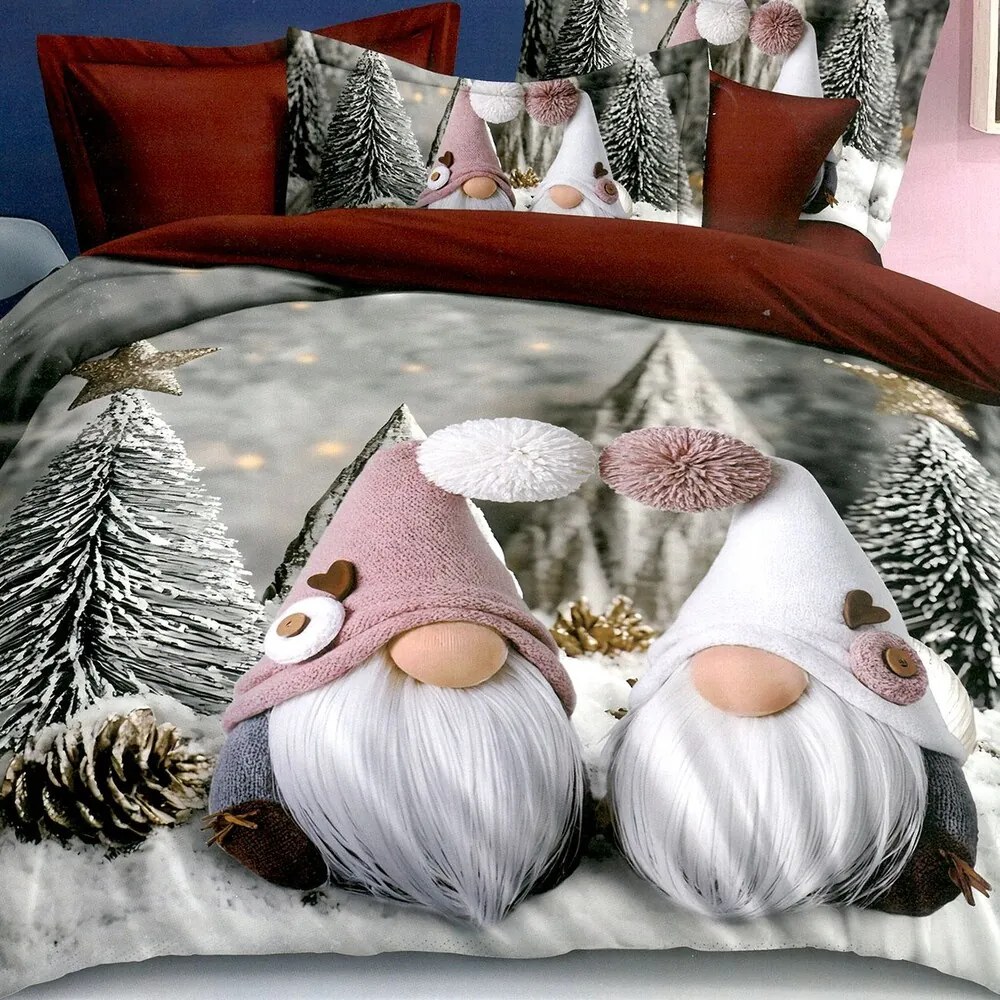 Francouzské povlečení Homa KIRIMAS grey GNOMS 6-dílná sada 200x220 cm