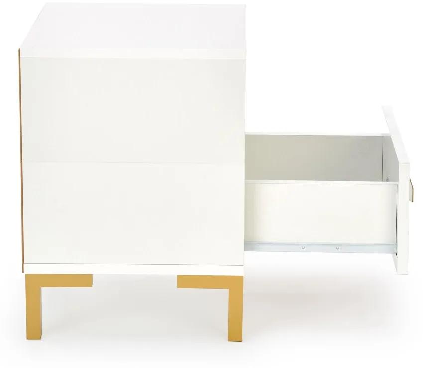 Noční stolek SILVIA (Bílá / Zlatá)