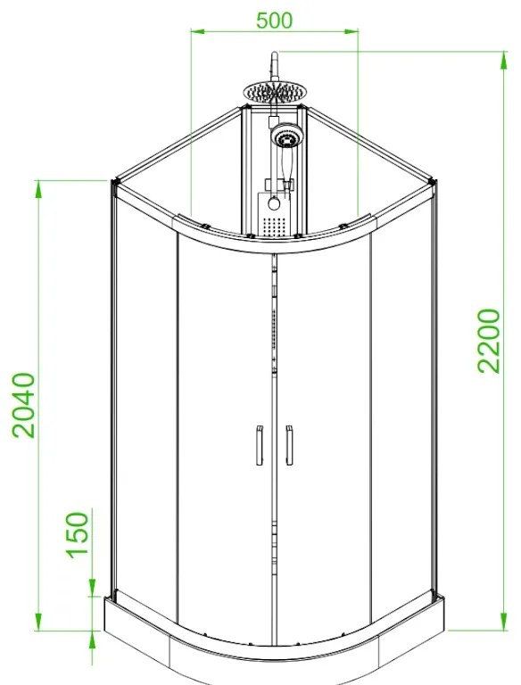 BPS-koupelny Hydromasážní box HYD-Porto 01B 90x90 cm chrom/transparent