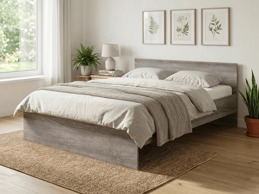 Postel ELISA 120 x 200 cm, dub lanýž Matrace: Matrace Coco Maxi 20 cm, Rošt: S lamelovým roštem