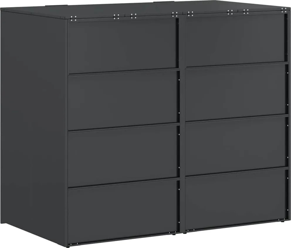 vidaXL Úložný box na 3 popelnice Antracit 340 x 77,5 x 115,5 cm Ocel [3394778]