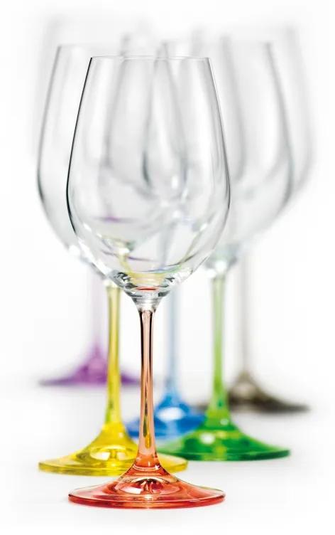 Crystalex - Bohemia Crystal Crystalex sklenice na bílé i červené víno Viola Rainbow 350 ml, 6 ks (mix barev)