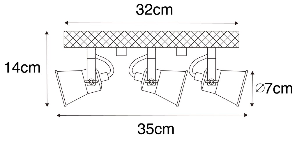 Rustikální bodové světlo černé se dřevem 3-světlo nastavitelné - Jelle