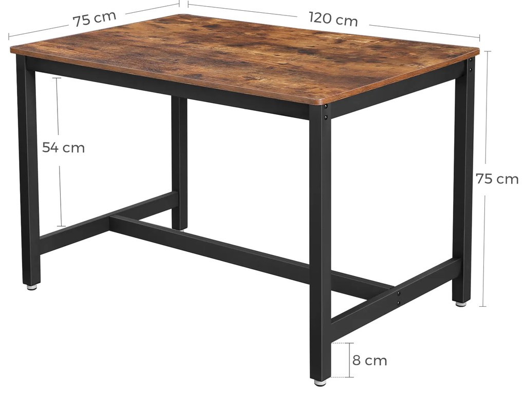 VASAGLE Jídelní stůl Industry - 120x75x75 cm