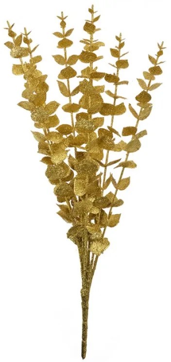 Umělá květina / dekorace větvička s listy zlatá – 46 cm