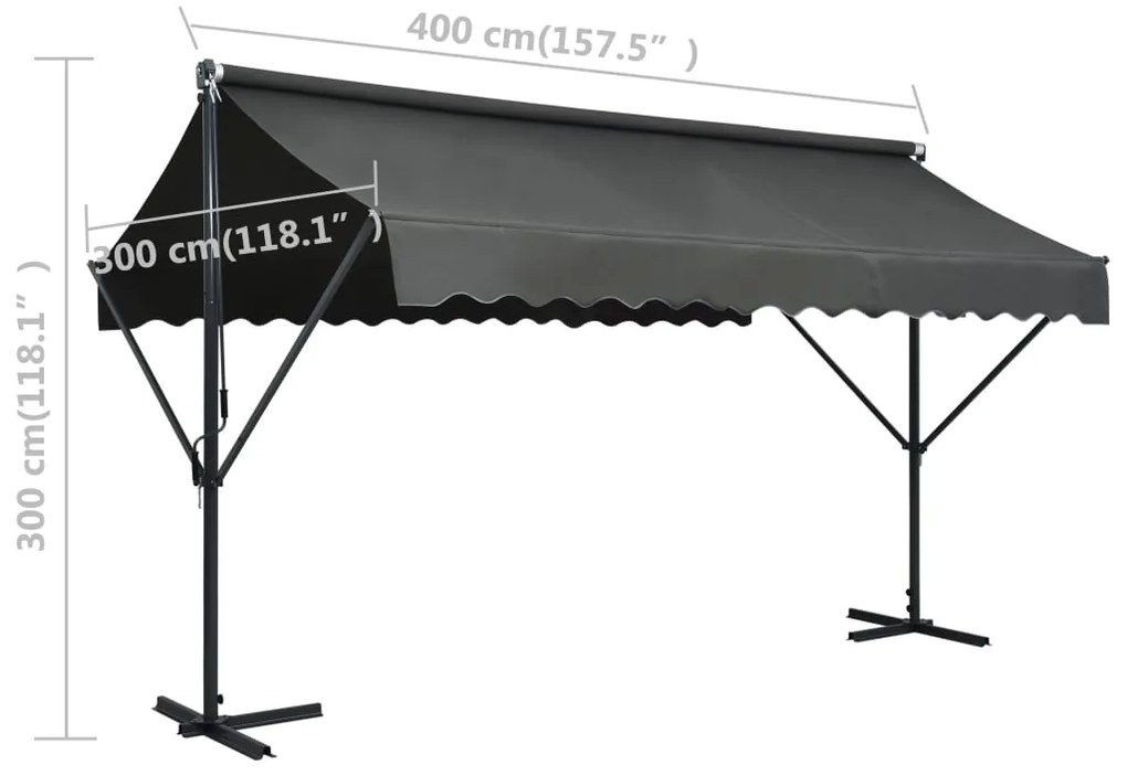 vidaXL Marketos Volně stojící markýza 400 x 300 cm antracitová
