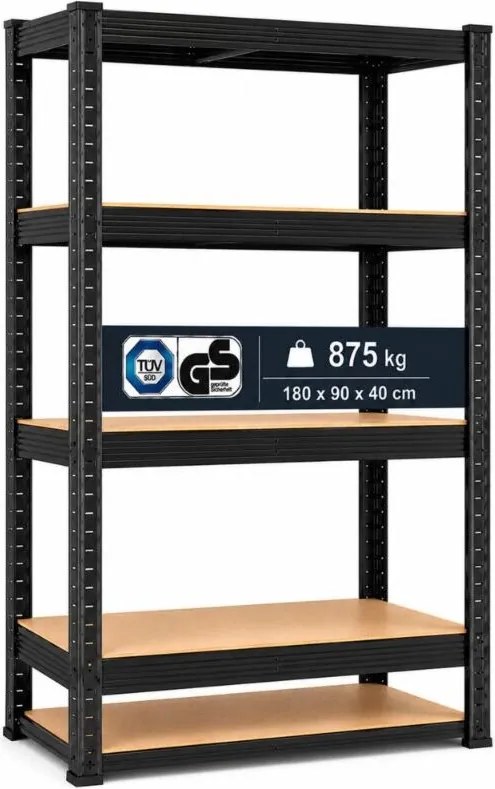 AREBOS Dílenský regál 180 x 90 x 40 cm 875 kg - Černá