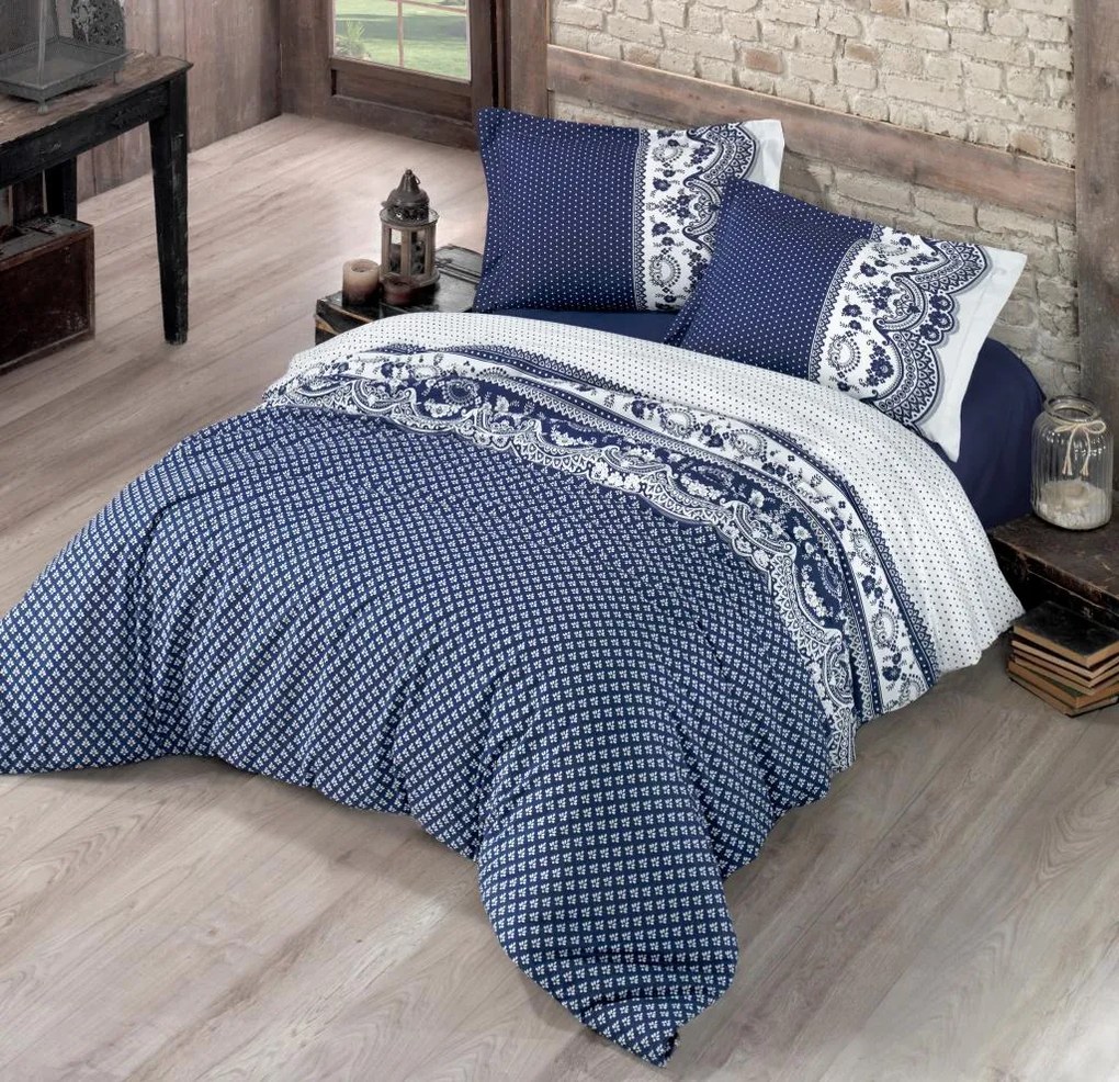 TOP Prodloužené bavlněné povlečení CANZONE modré 140x220+70x90