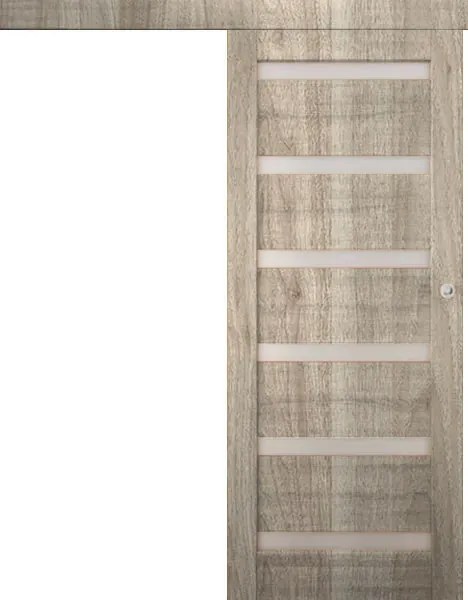 posuvné interiérové dveře na stěnu vasco doors EVORA model 5 Průchozí rozměr: 70 x 197 cm, Orientace dveří: Levé dveře, Dekor: Dub Aljaška