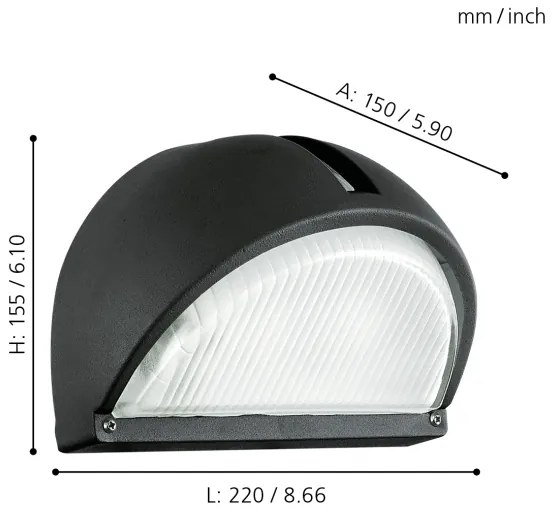 EGLO 89767 - Venkovní nástěnné svítidlo ONJA 1xE27/60W černá IP44