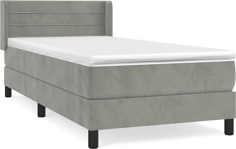 Box spring postel s matrací světle šedá 80 x 200 cm samet 3130985