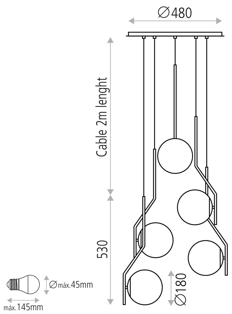 ACB Iluminacion Závěsné svítidlo MAUI 5 ø 48 cm Barva: Zlatá