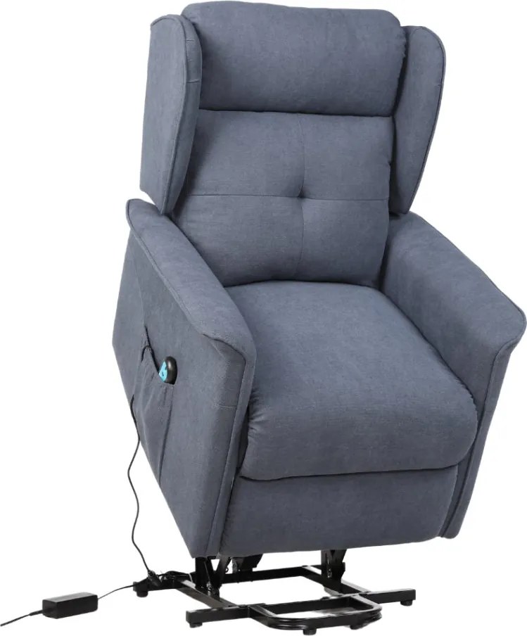 TV křeslo ušák RELIA s elektrickým polohováním — látka, šedá, nosnost 130 kg