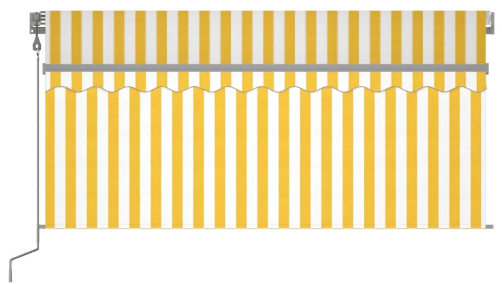 vidaXL Marketos Automatická zatahovací markýza s roletou 3,5 x 2,5 m žlutobílá