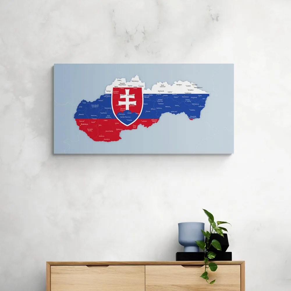 Obraz na korku mapa Slovenska se státním znakem