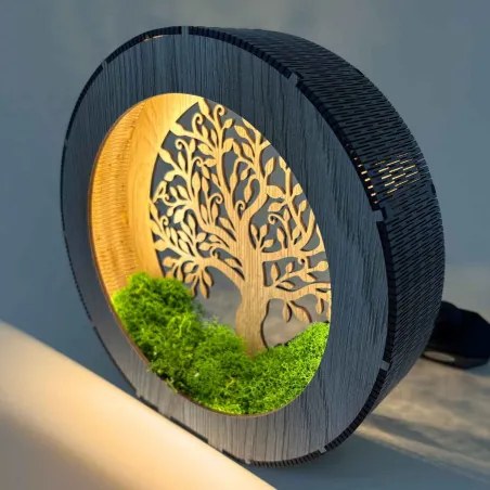 Dřevěné světlo, LED lampa Strom života s mechem | SENTOP LED0611