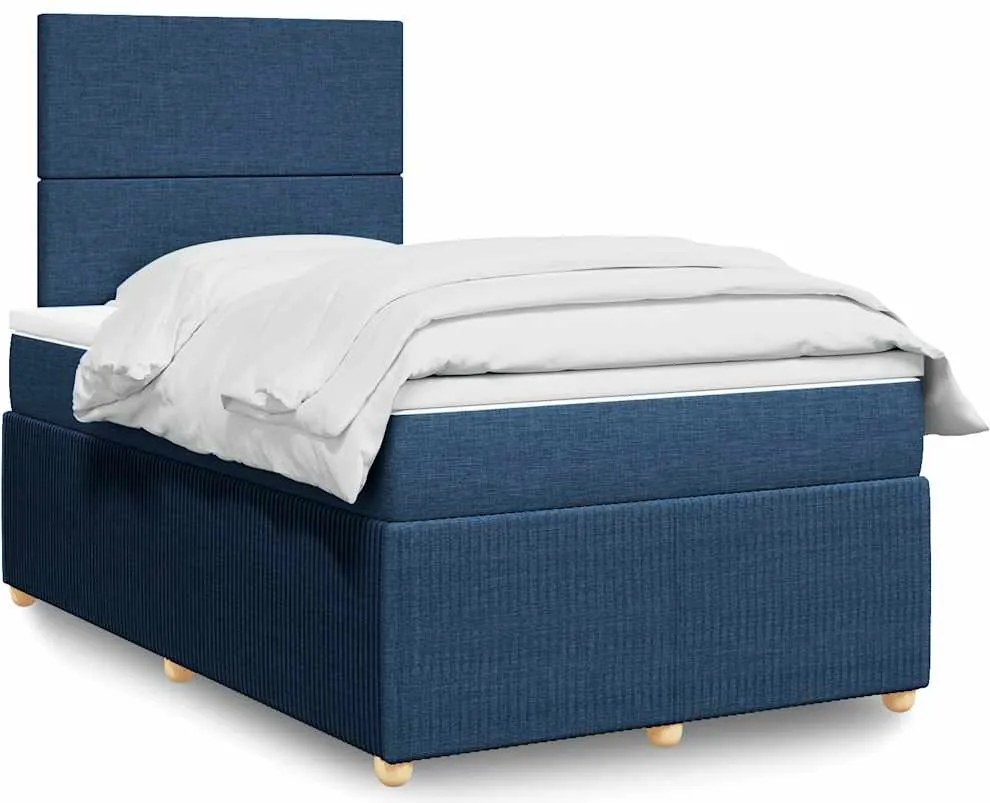 Box spring postel s matrací modrá 120x200 cm textil 3292022