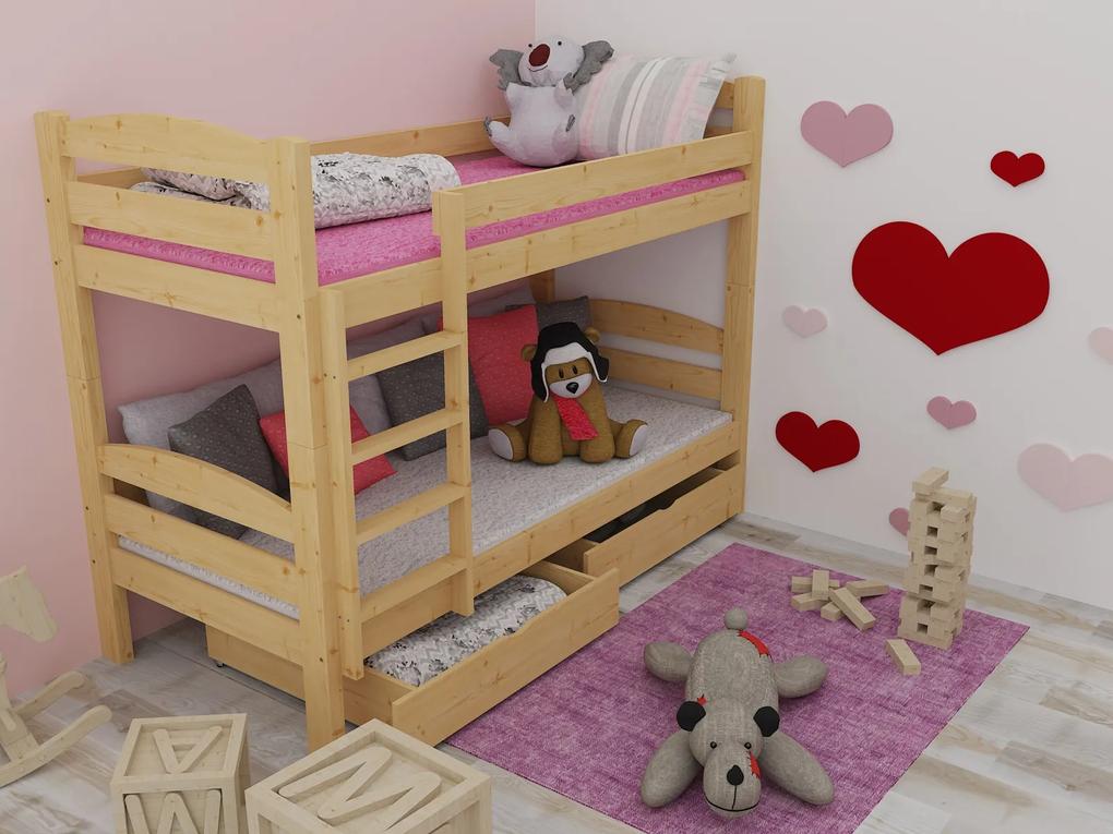 Vomaks Patrová postel PP 015 Rozměr: 90 x 180 cm, Barva: surové dřevo, Prostor mezi lůžky: 80 cm
