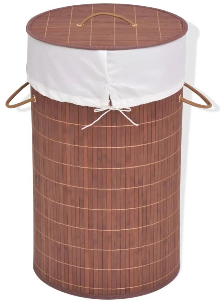 vidaXL Bambusový koš na prádlo kulatý hnědý
