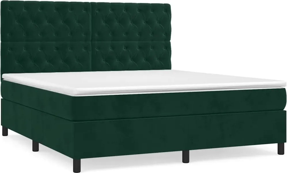 Box spring postel s matrací tmavě zelená 160x200 cm samet 3143214