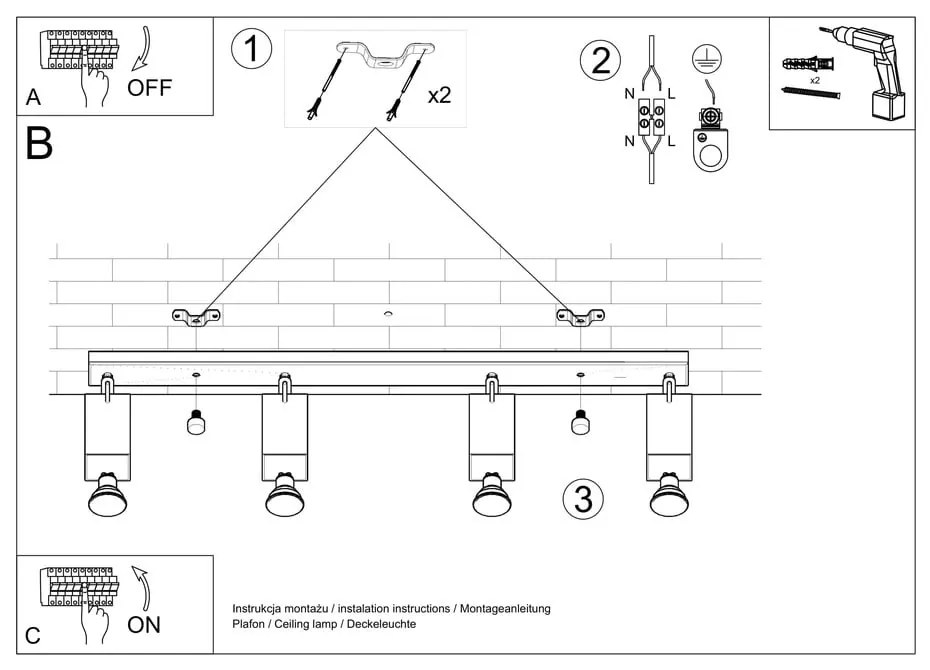 Bílé stropní svítidlo Sollux Toscana